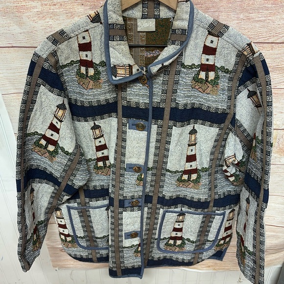 Blair | Jackets & Coats | Vintage 99s Blair Tapestry Lighthouse Button ...
